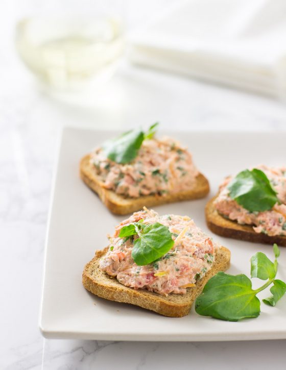 Smoked Salmon Salad on Toasts / Jill Silverman Hough